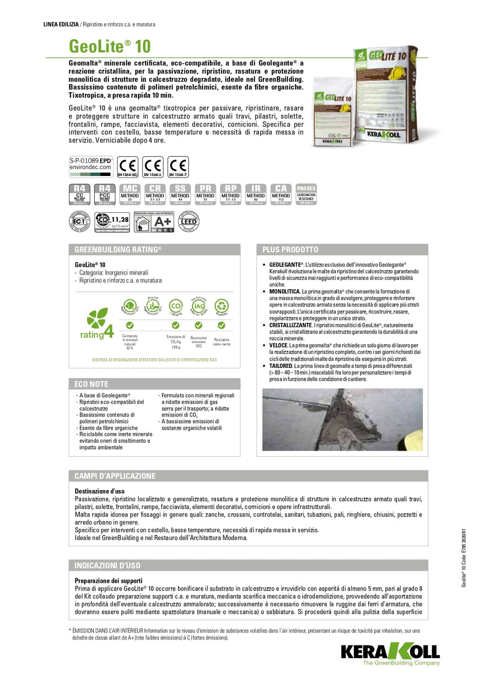 GEOLITE®10 25Kg Kerakoll - Ripristino monolitico calcestruzzo armato ...