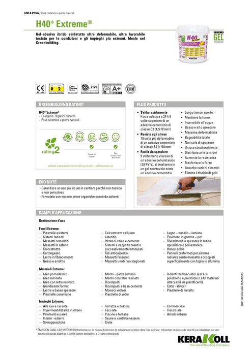 H40 EXTREME 10Kg Kerakoll - Colla gel-adesivo universale multiuso ...
